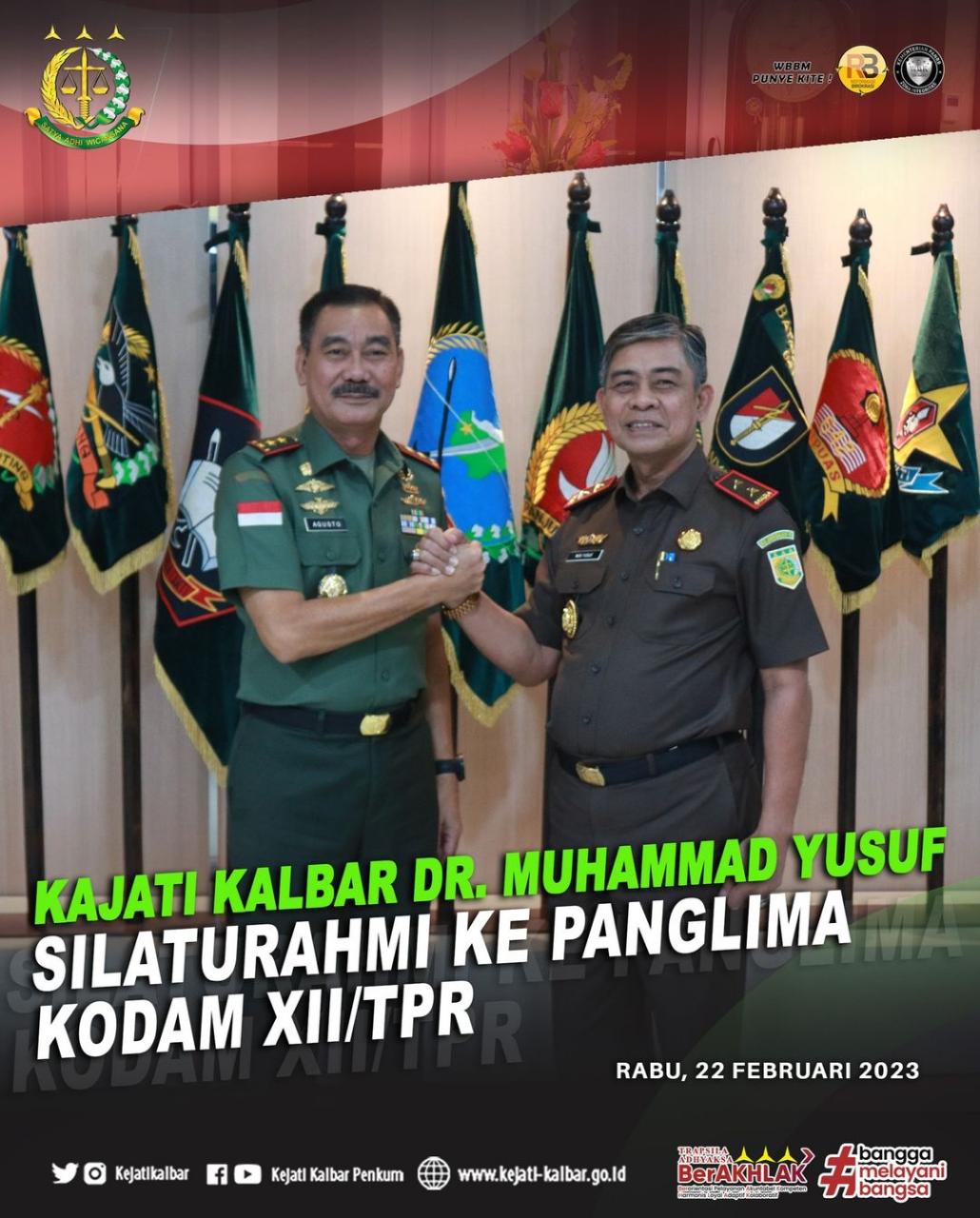 Kajati Kalbar Silaturahmi Ke Panglima Kodam XII/TPR – Kejati-Kalbar.go.id